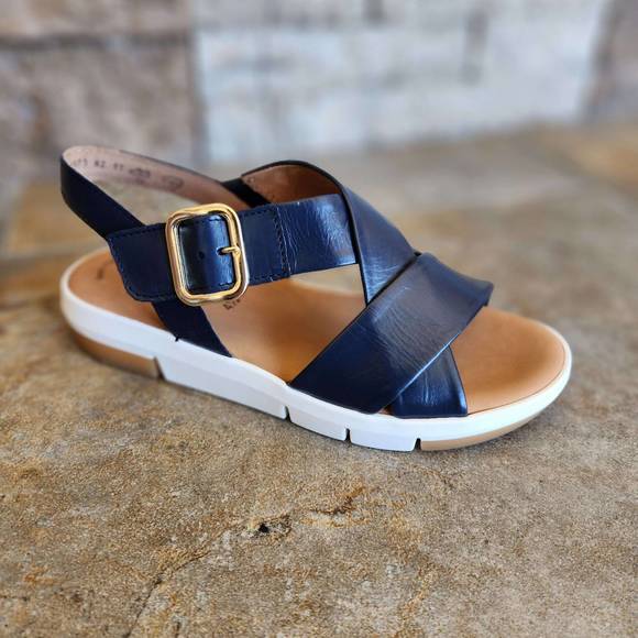 Gabor | Shoes | New Gabor Cross Strap Leather Sandals In Navy | Poshmark